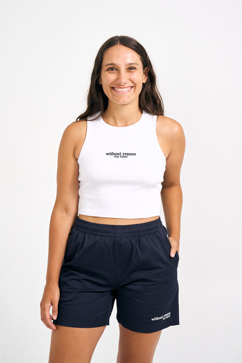 White Racerback Original Cropped Tank Top – Without Reason the Label